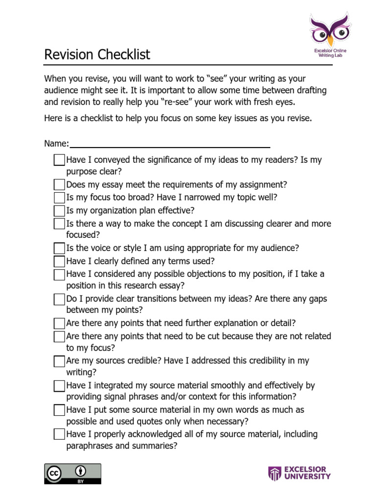 Revision Checklist Interactive | PDF