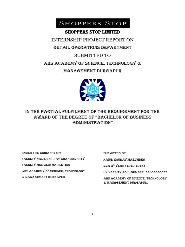 Shoppers Stop Project | PDF | Survey Methodology | Retail