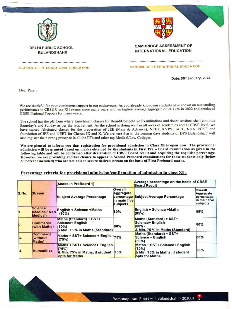 Circular for Parents(Class XI Admission Cicular).. | PDF