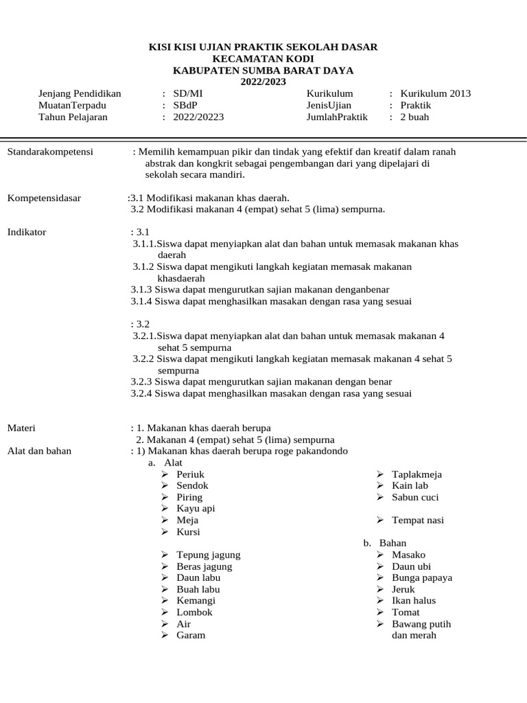 PRAKTIK SBDP BONDO KAWANGO | PDF