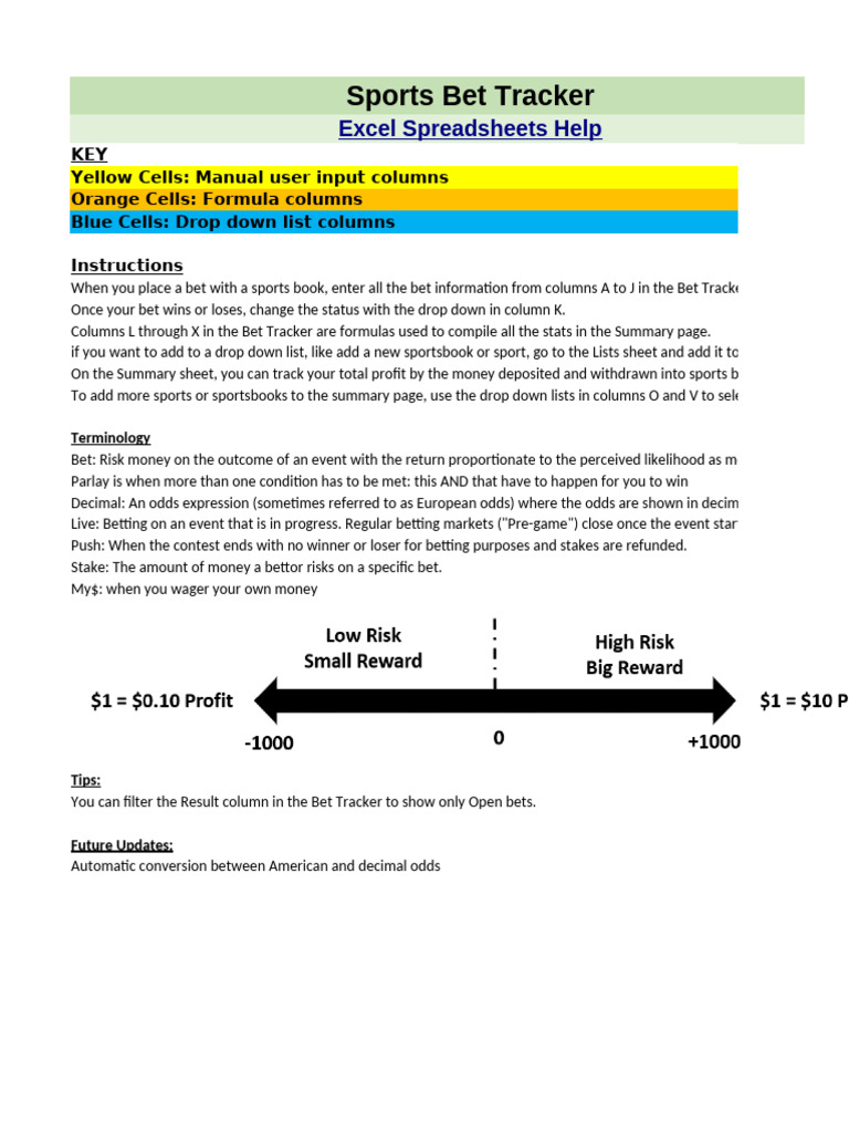 Sports Bet Tracker - V3 | PDF