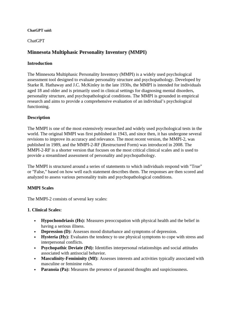 Mmpi | PDF