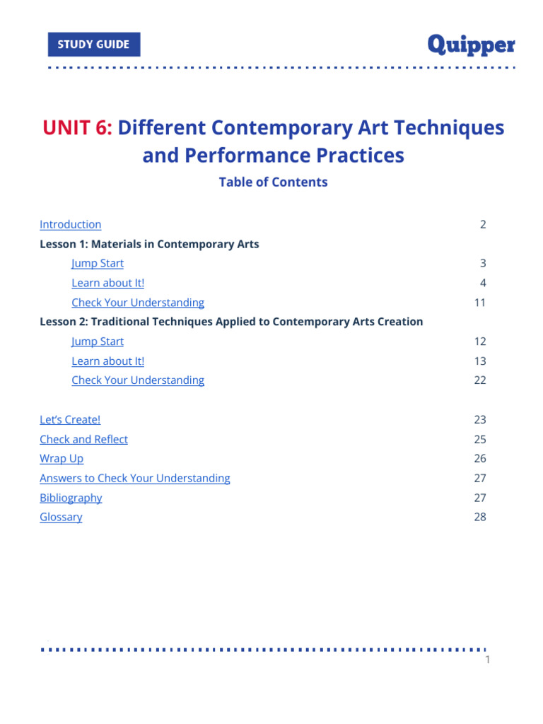 Unit 6 Different Contemporary Art Techniques and Performance Practices ...