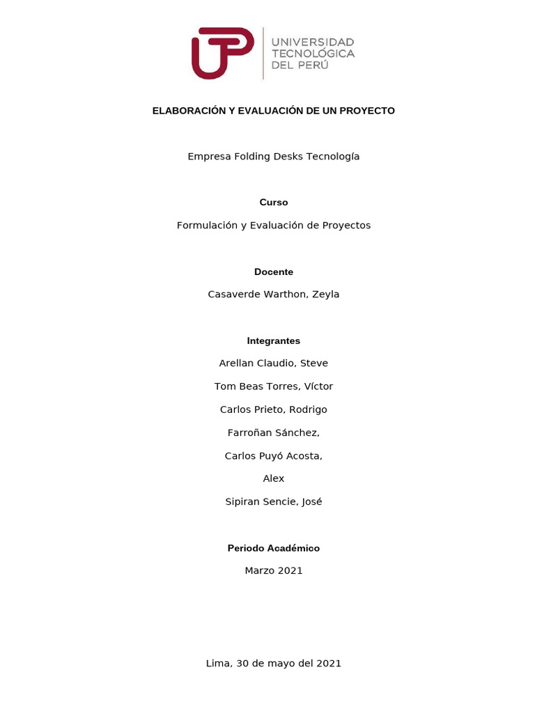 Avance de Proyecto 2 Formulacion y Evaluacion de Proyectos 2 | PDF