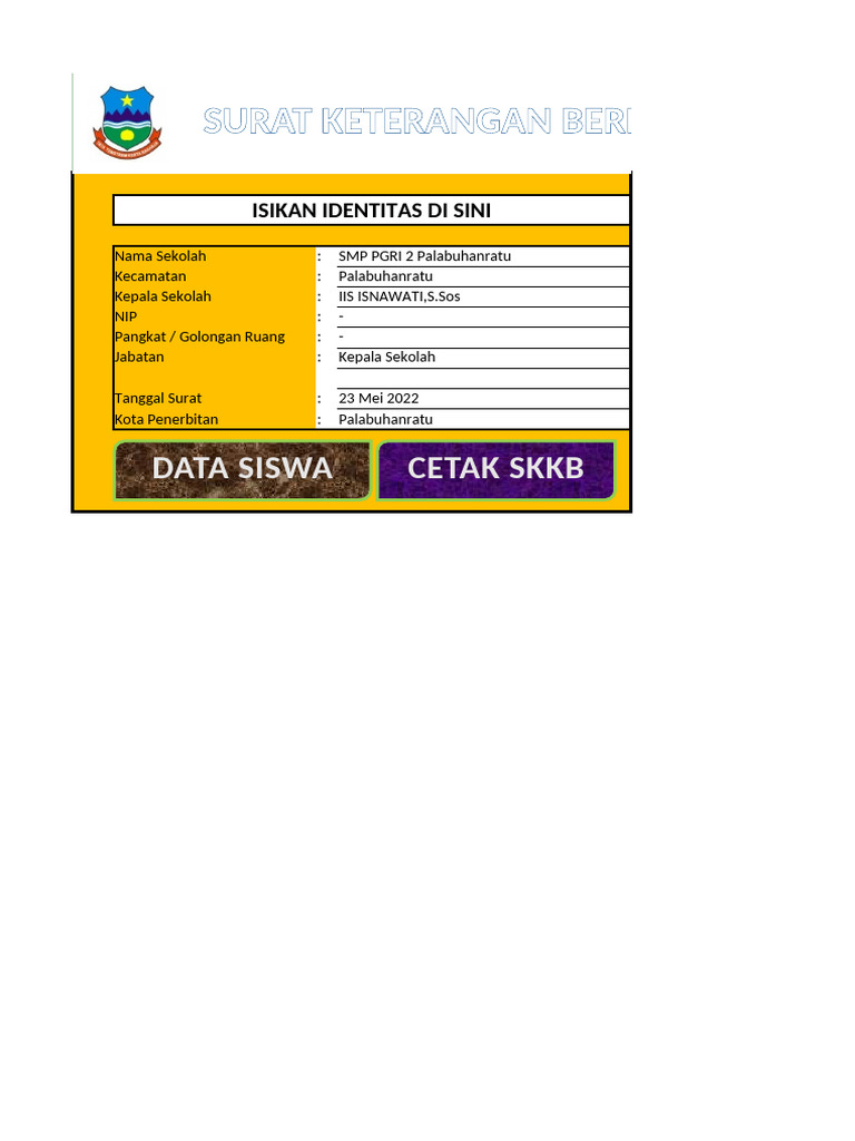 Aplikasi Cetak SKKB Format Excel 2022 | PDF