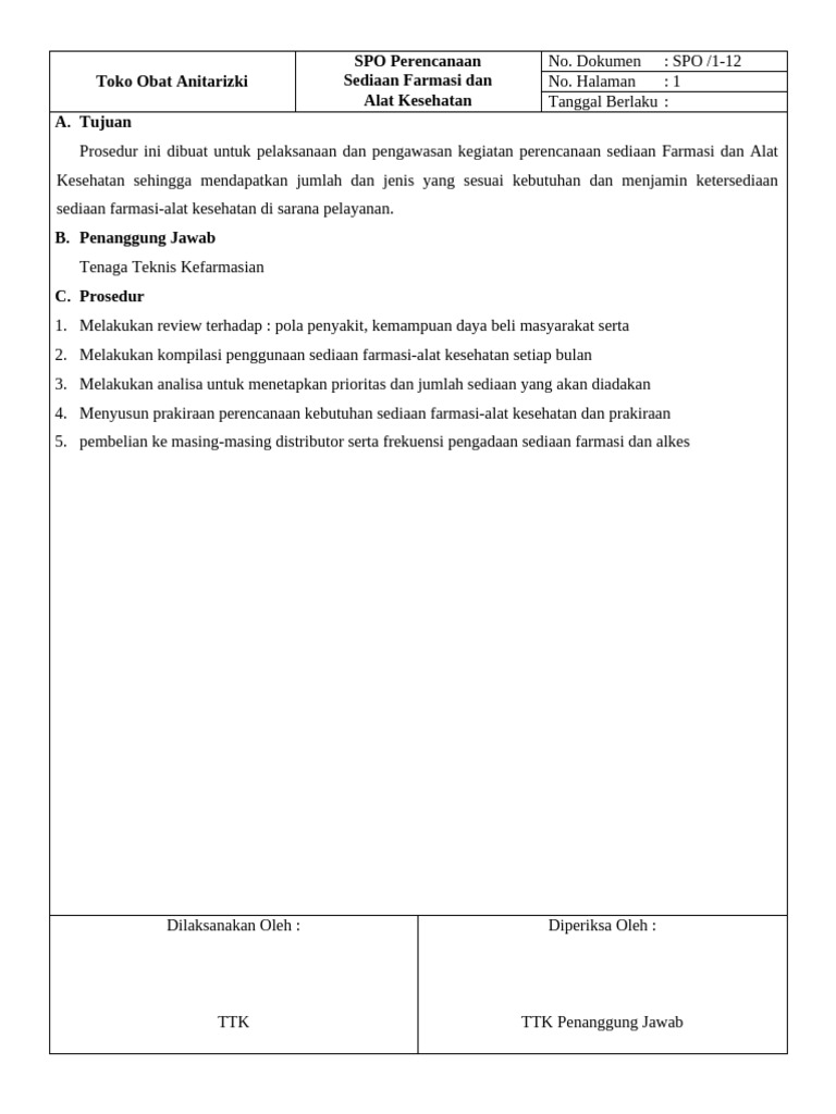 SOP Toko Obat New | PDF