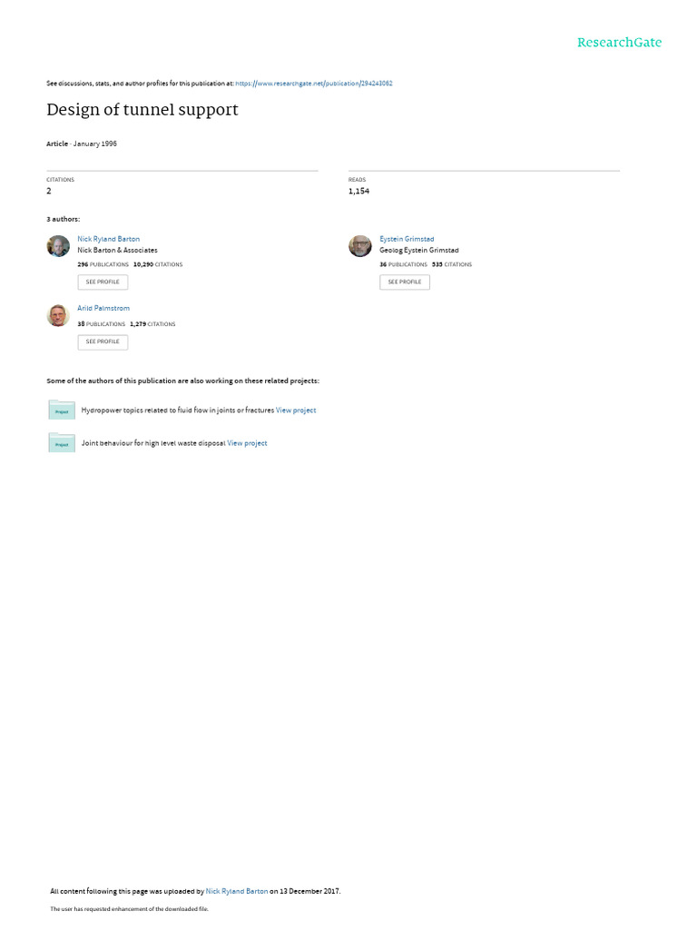 Design of Tunnel Support System | PDF