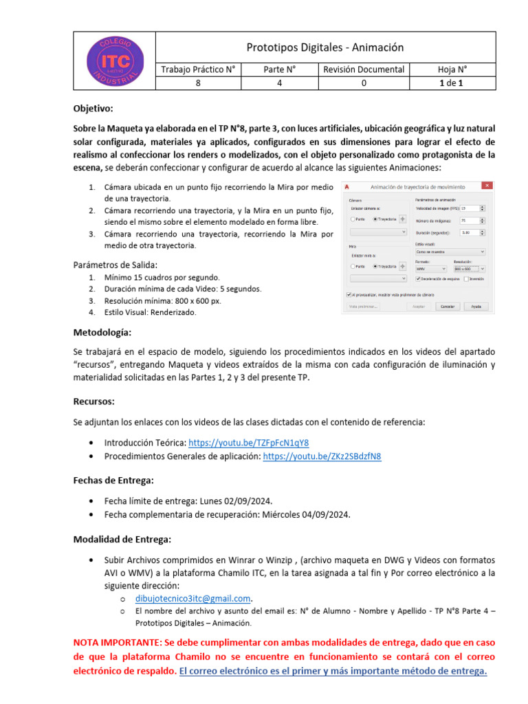 TP N°8 - Parte 4 - Prototipos Digitales - Animación - Dibujo Técnico III - 3° Año | PDF