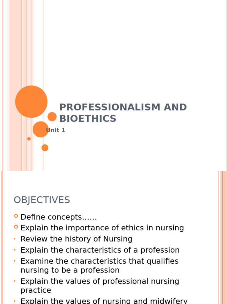 1 Concepts in Professionalism and Bioethics | PDF | Nursing | Morality