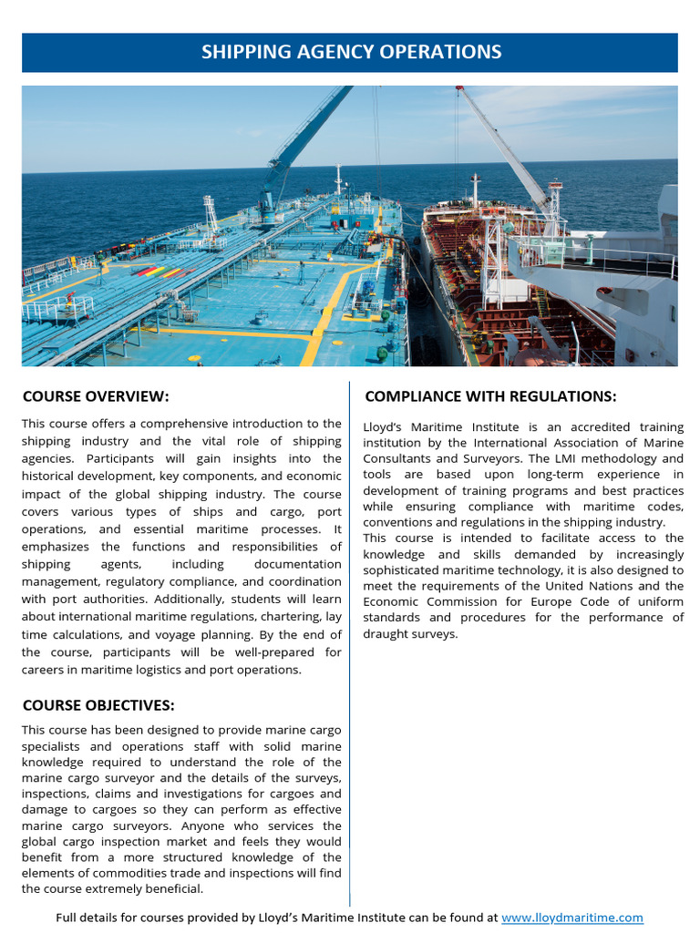 Brochure Pofessional Diploma INTRODUCTION TO SHIPPING - SHIPPING AGENCY ...