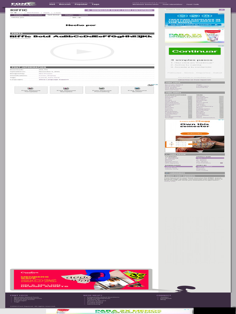 Riffic Font Free by Nini Prower Font Squirrel 2 | PDF