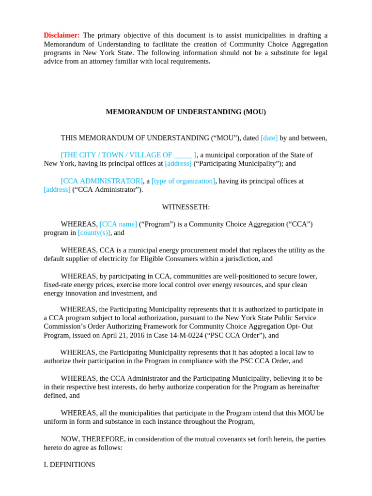 Template Memorandum of Understanding | PDF