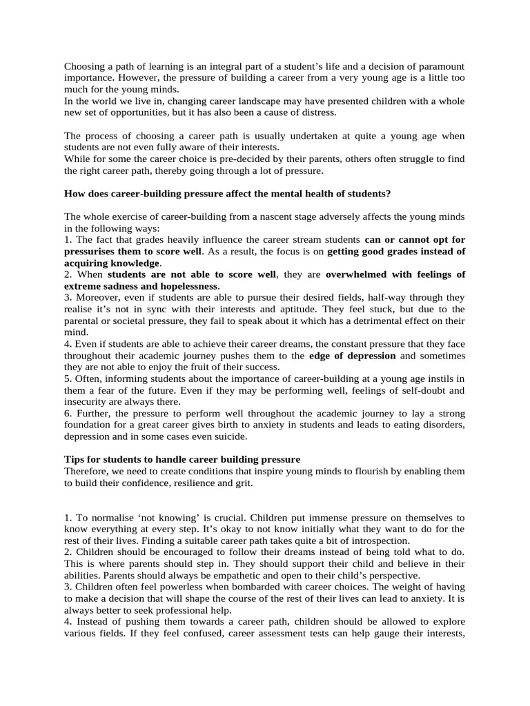 examination and career pressure | PDF
