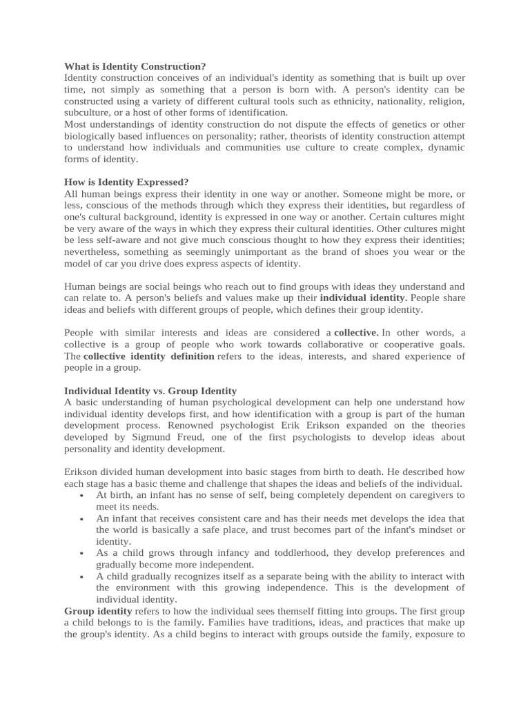 Identity Construction | PDF