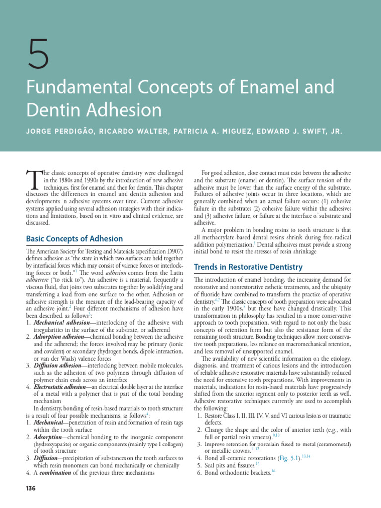 Chapter 5 Fundamental Concepts of Enamel and Dentin Adhesion | PDF