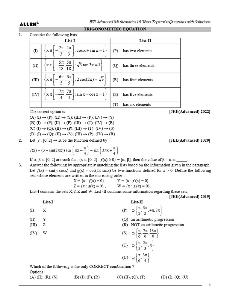 Trigonometric Equation | PDF