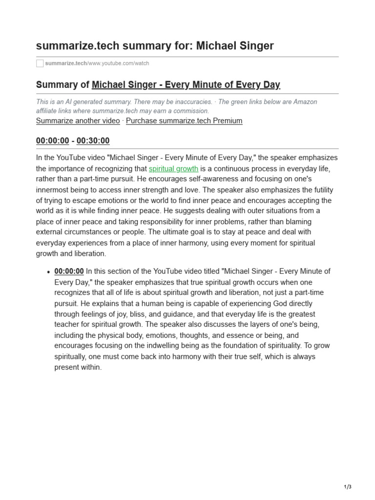 Summarize - Tech-Summarizetech Summary For Michael Singer | PDF ...