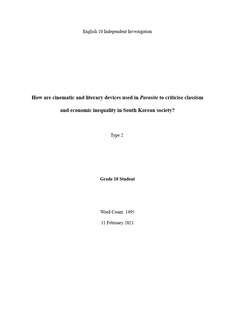 Parasite Independent Investigation | PDF