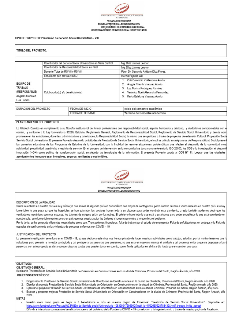 Adenda Del Proyecto de Ssu Lfam | PDF