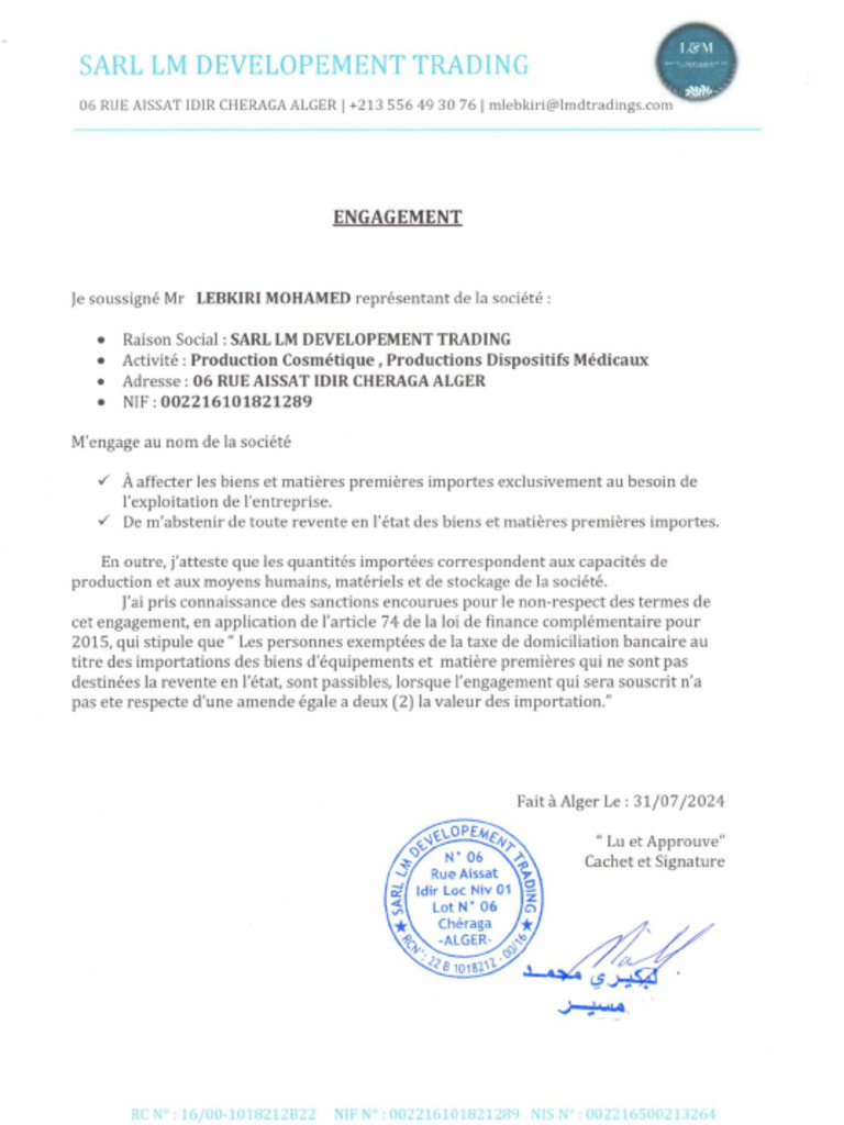 Lettre Engagement 1 | PDF