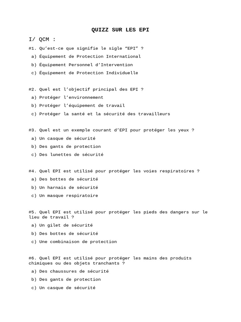Quizz Sur Les Epi | PDF