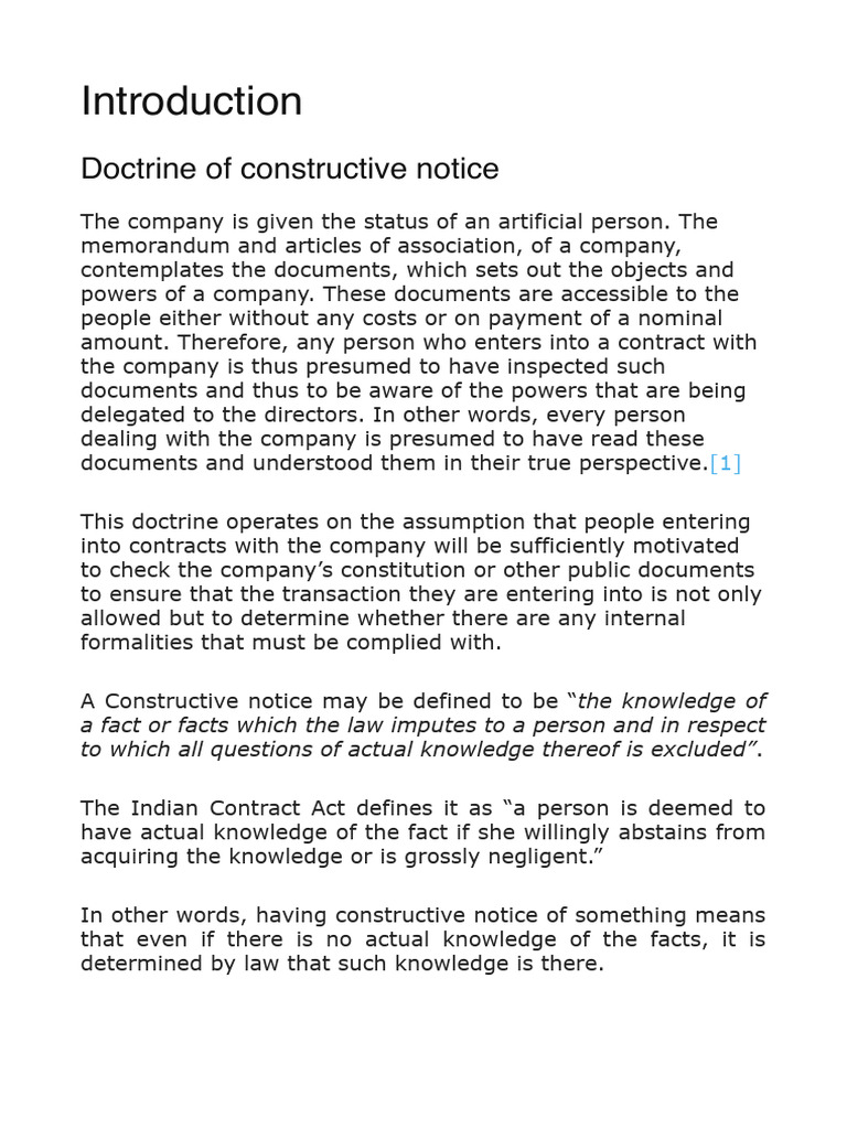 Doctrine of Constructive Notice | PDF