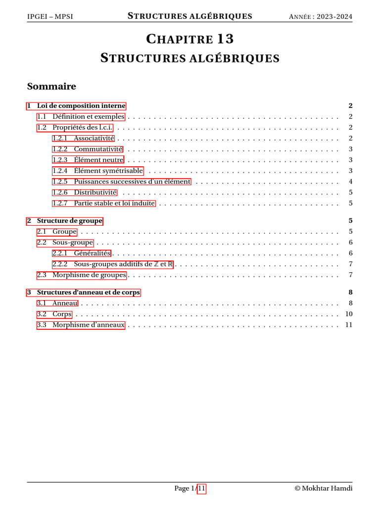 Chap13 Structures - Algébriques | PDF