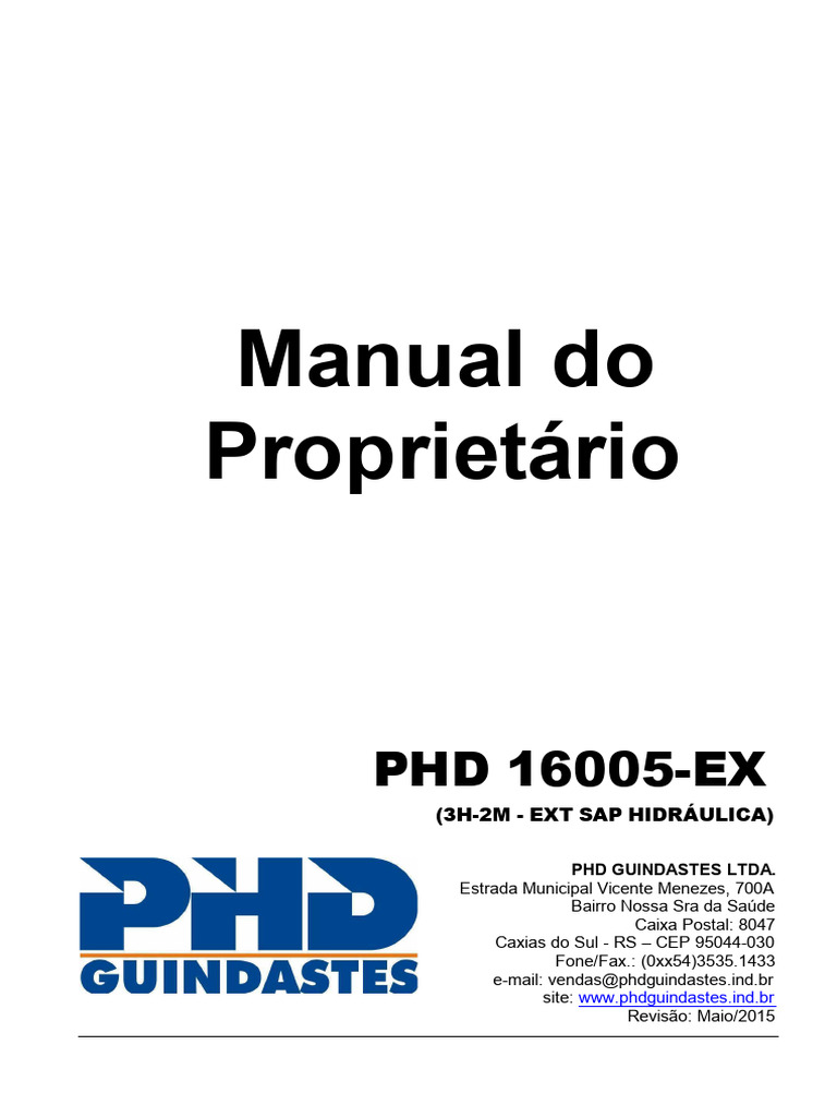 Manual PHD 16005 - EX (3h - Ext Sap Hidr) | PDF