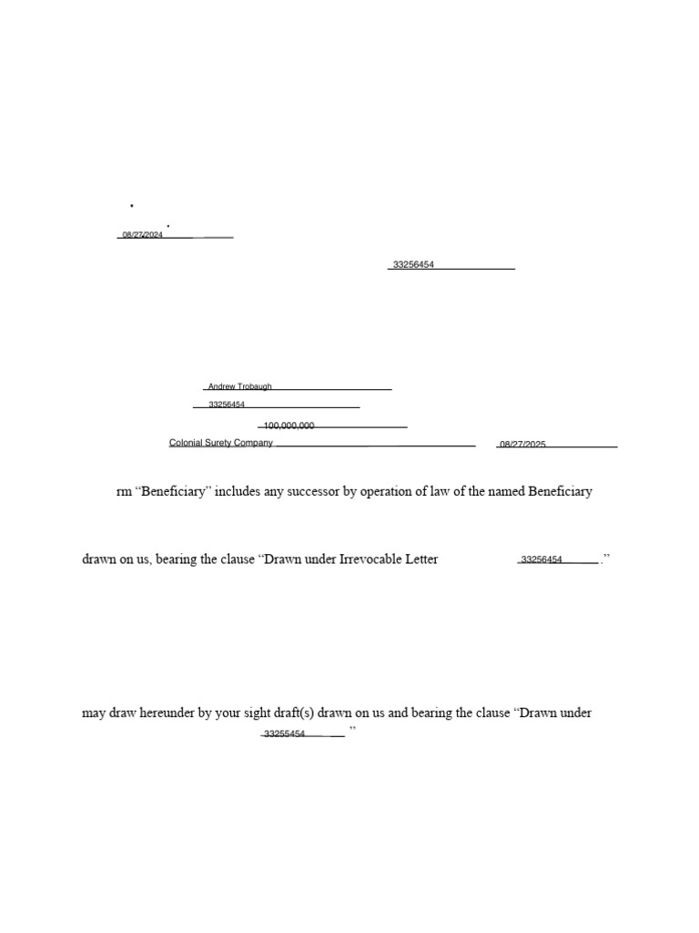 Colonialsurety LOC Template | PDF