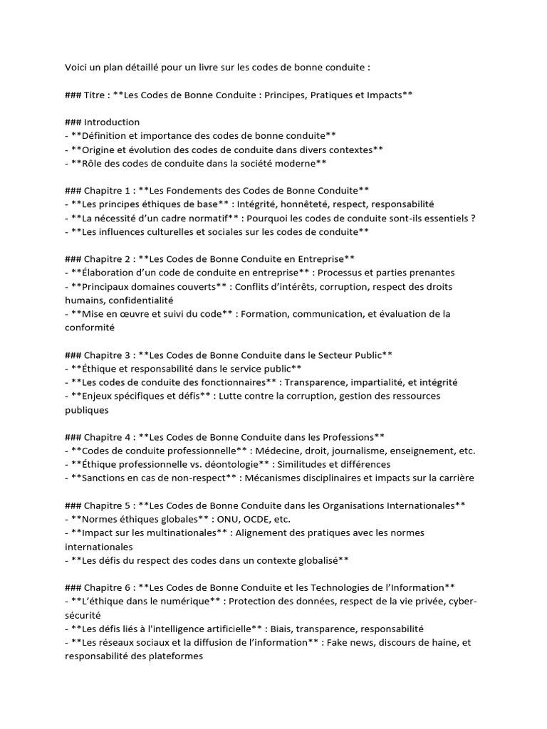 Les Codes de Bonne Conduite | PDF