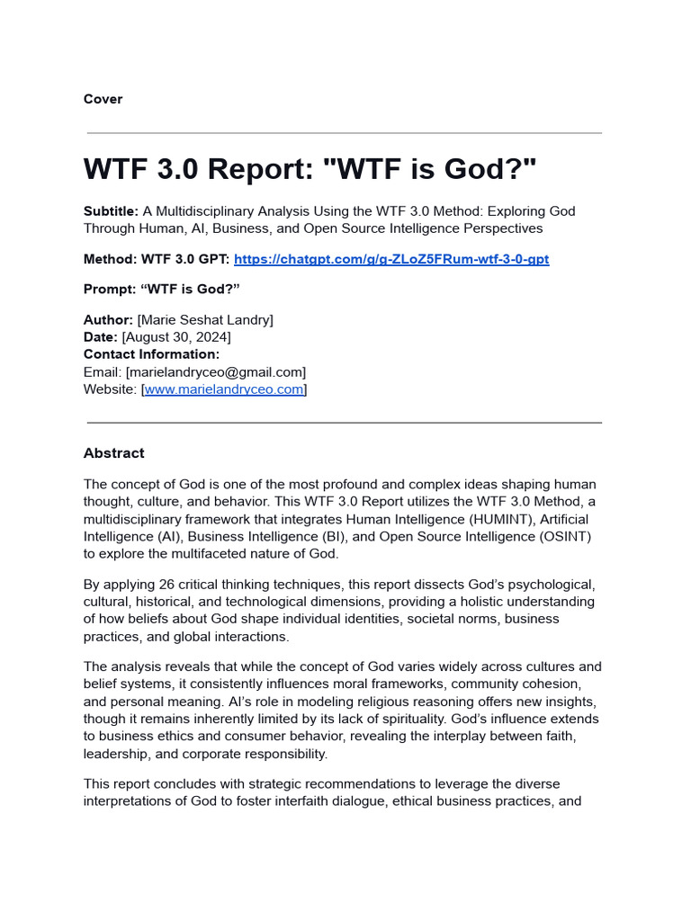 WTF 3.0 Report - WTF Is God | PDF | Intelligence (AI) & Semantics | Artificial Intelligence