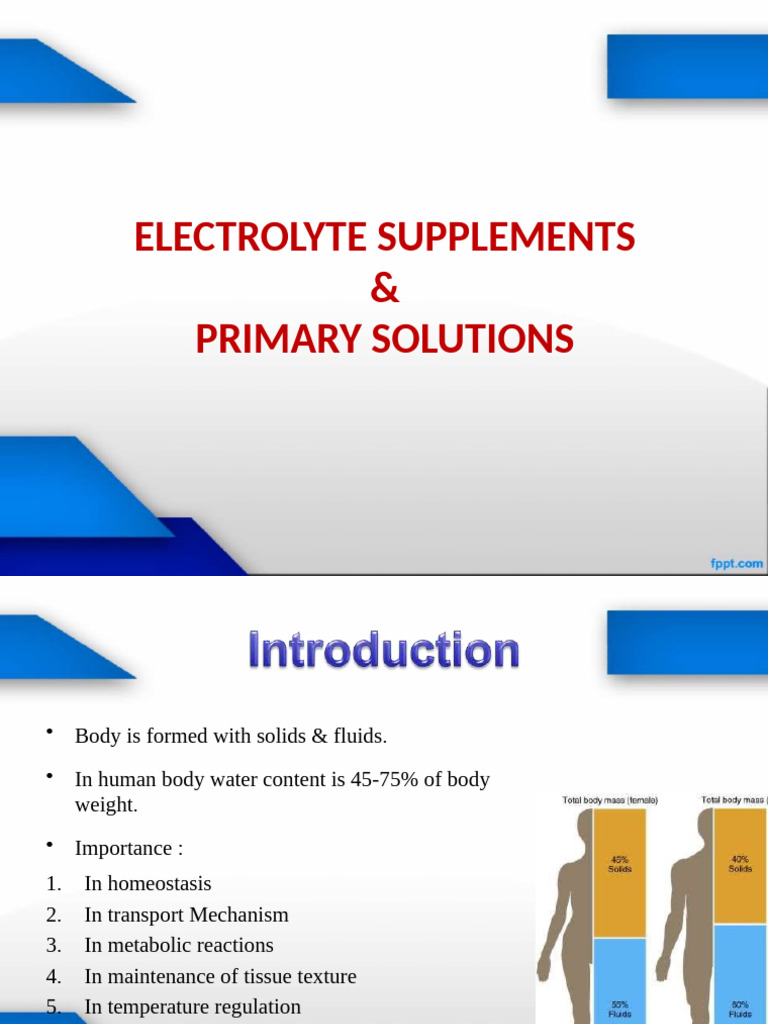 Electrolyte Supplements | PDF | Intravenous Therapy | Medical Specialties