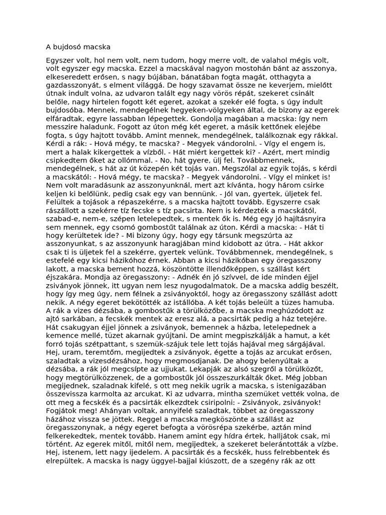 A Bujdosó Macska Másolata | PDF