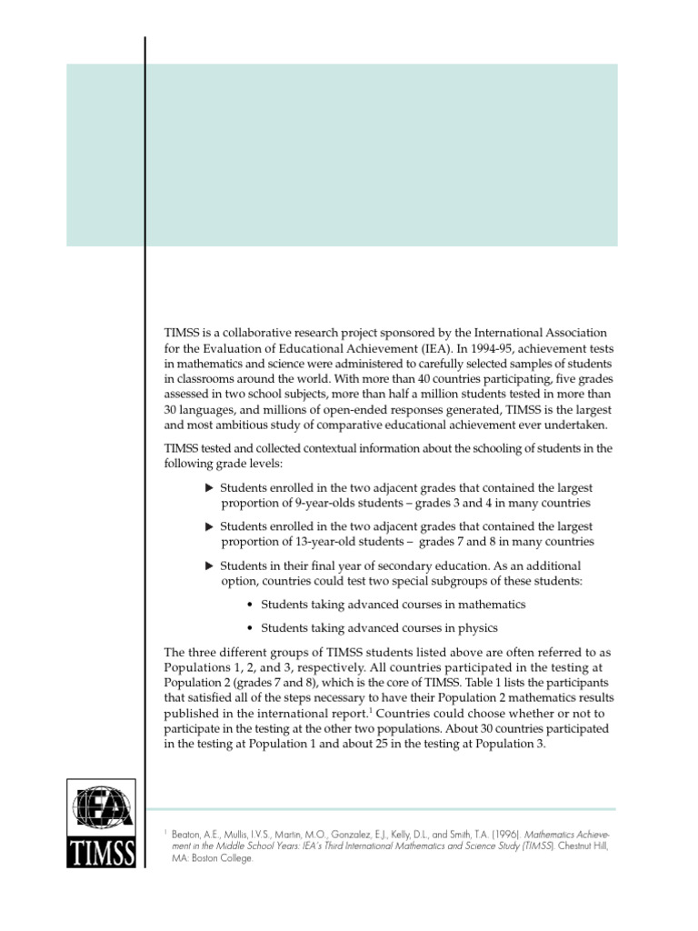 I TIMSS IEAs Third International Mathema | PDF