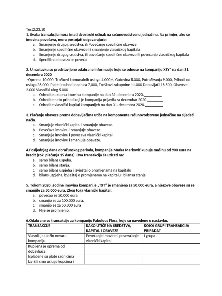 Računovodstvo Teorija | PDF