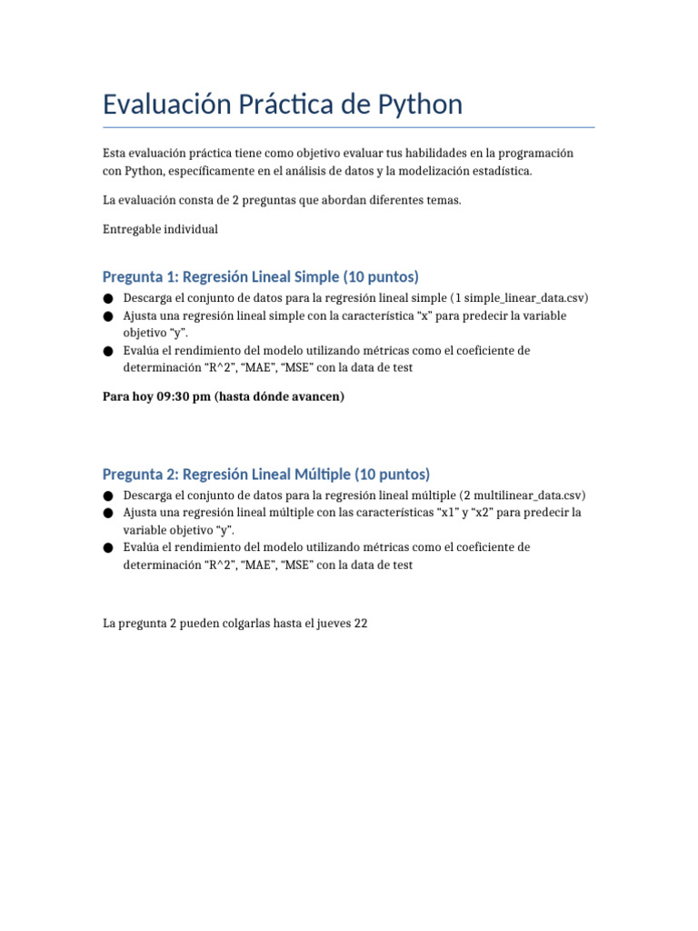 Python Practical Evaluation Instructions | PDF