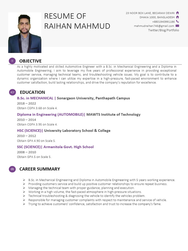 Resume of Engineer Raiham Mahmud | PDF Resume of Engineer Raiham Mahmud | PDF