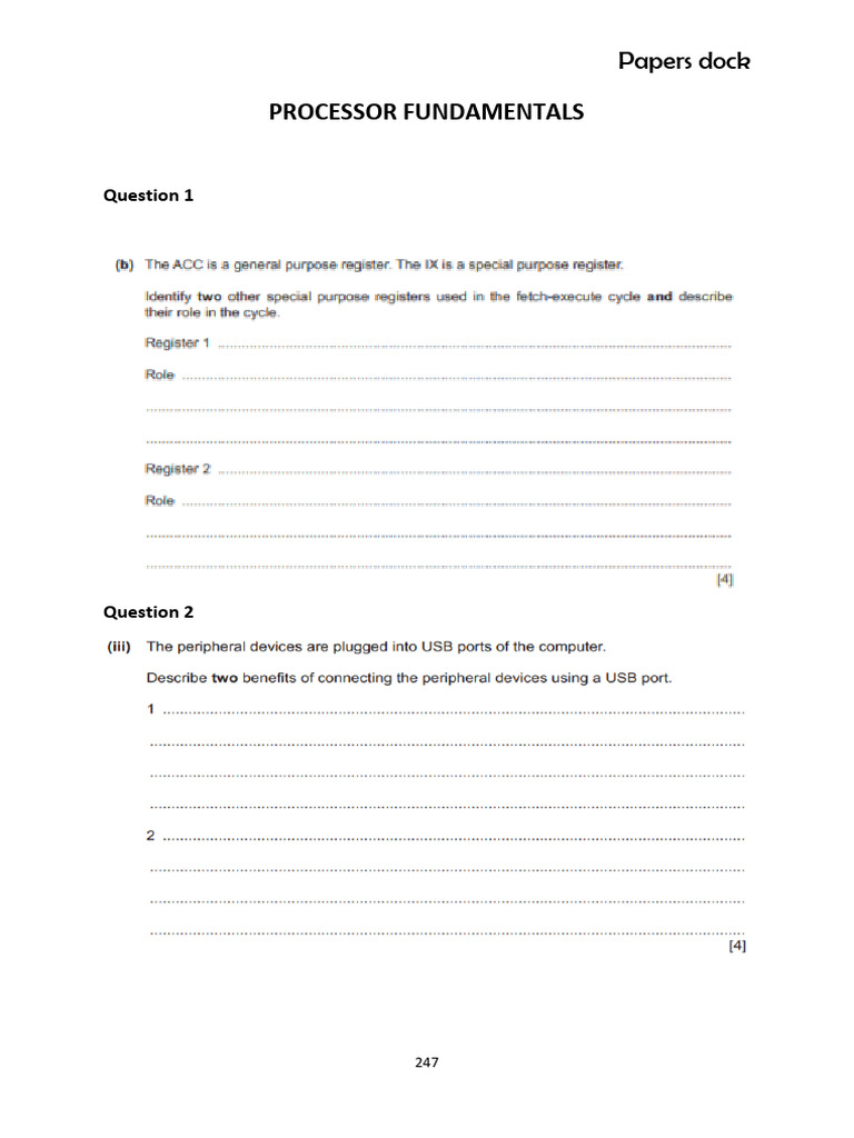 Processor Fundamentals Q&A | PDF | Manufactured Goods | Electronics