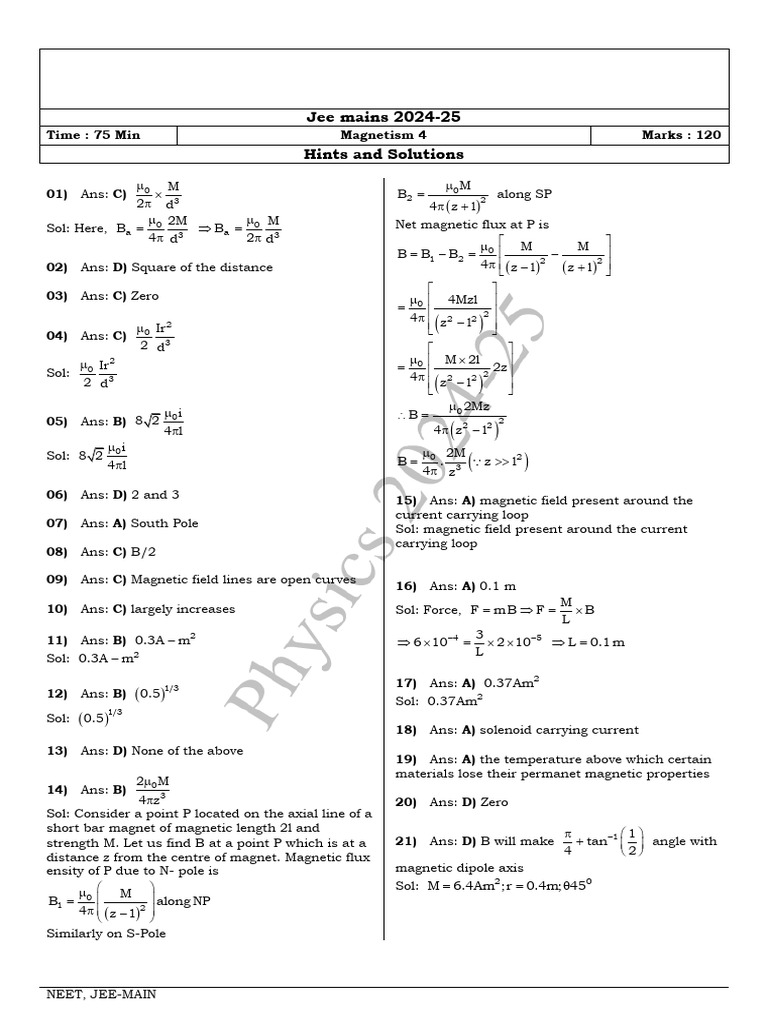 Magnetism 4 Sol | PDF