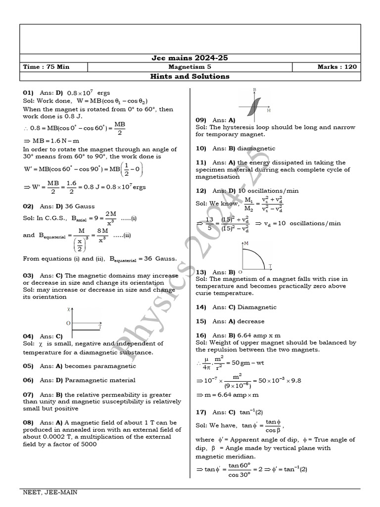 Magnetism 5 Sol | PDF