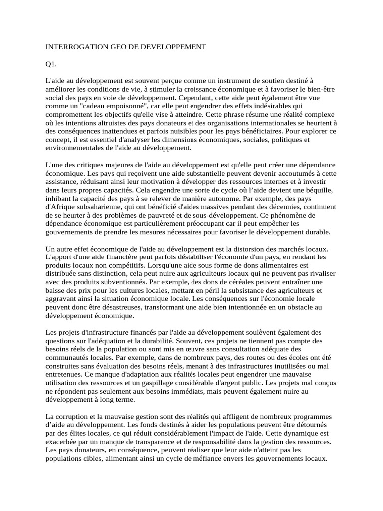 TP Geo de Developpement | PDF