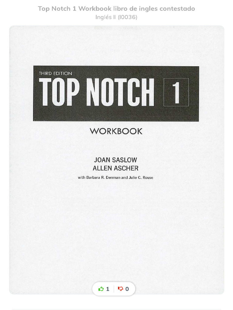 Top Notch 1 Workbook Libro de Ingles Contestado Compress | PDF