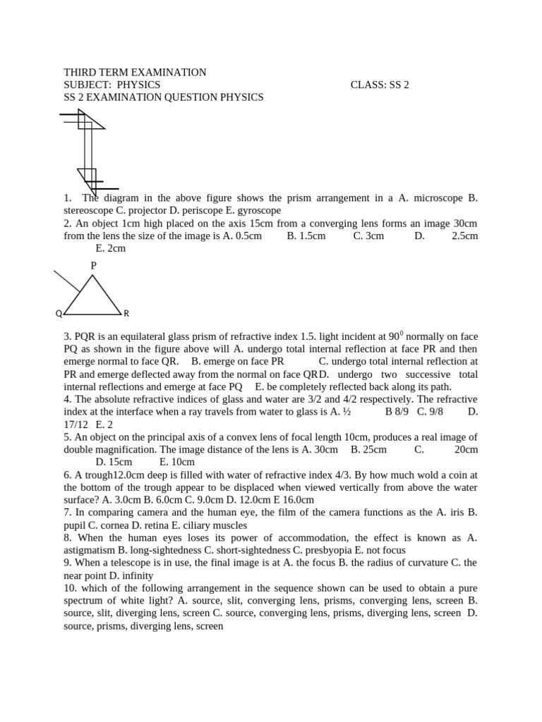 Third Term Examination Ss2 | PDF | Sound | Waves