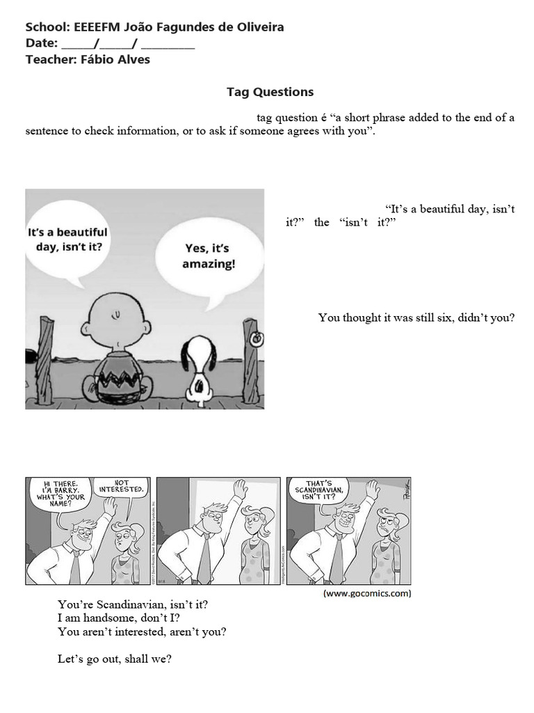 Atividade - Tag Questions - 3 | PDF
