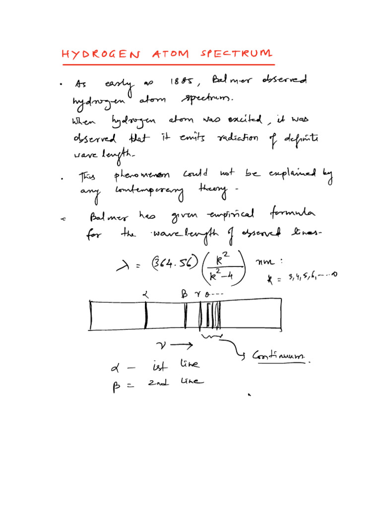 Hydrogen Atom Structure and Hydrogen Atom Spectrum | PDF
