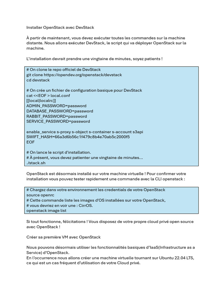 Installer OpenStack Avec DevStack | PDF