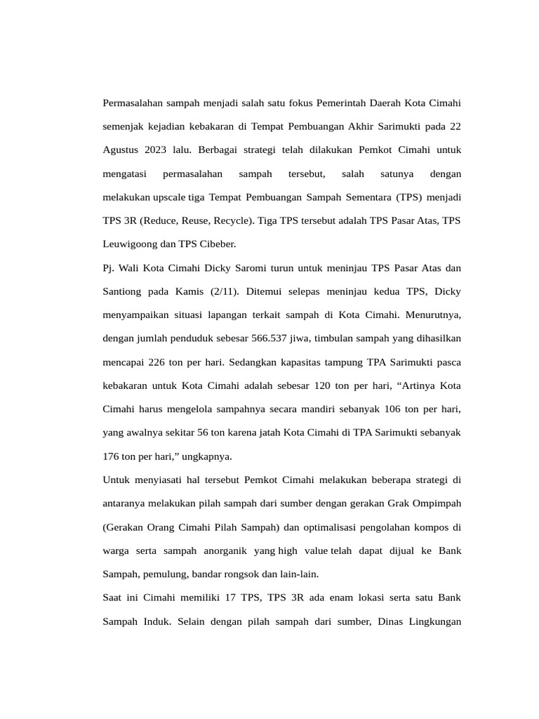 Masalah Padat Penduduk Cimahi | PDF