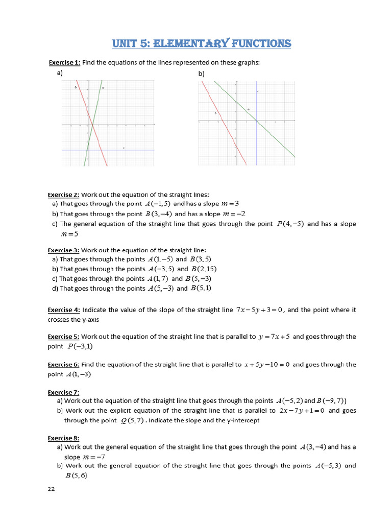 4elementary Functions Exercises | PDF