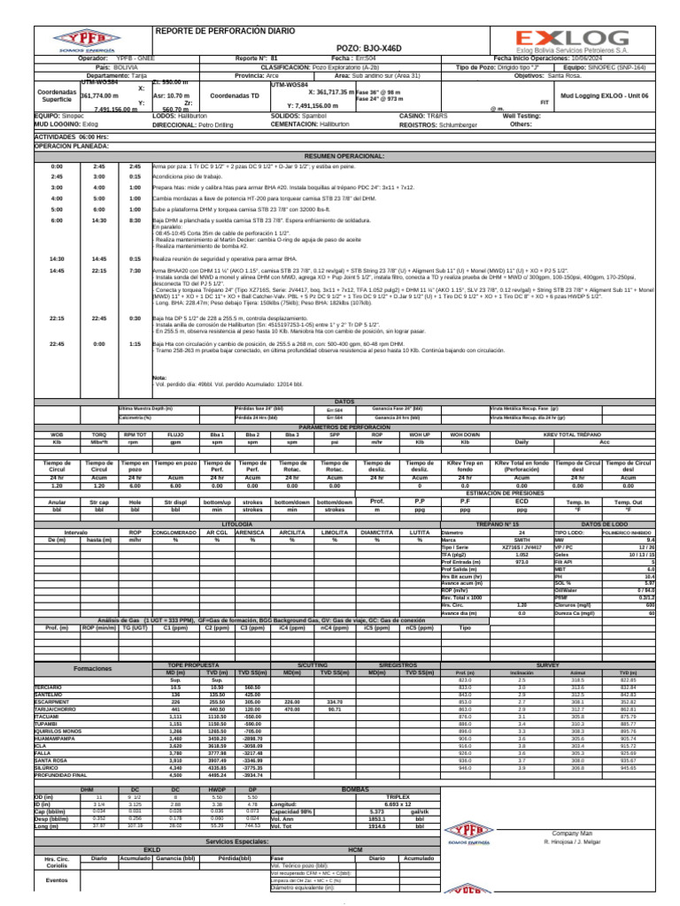 YPFB - BJO-X46D - DDR - Rep Nº81 - 29082024 | PDF