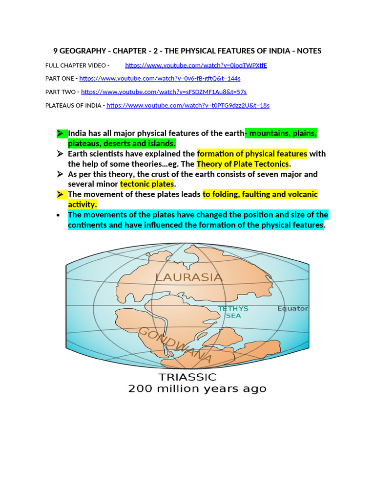 9 GEOGRAPHY - CHAPTER -2 - THE PHYSICAL FEATURES OF INDIA - NOTES | PDF